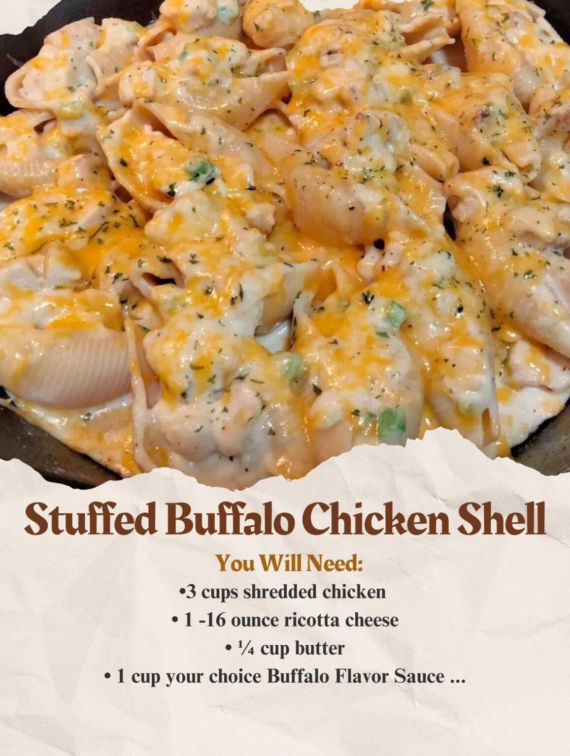 Stuffed Buffalo Chicken Shell - Cribic Recipe